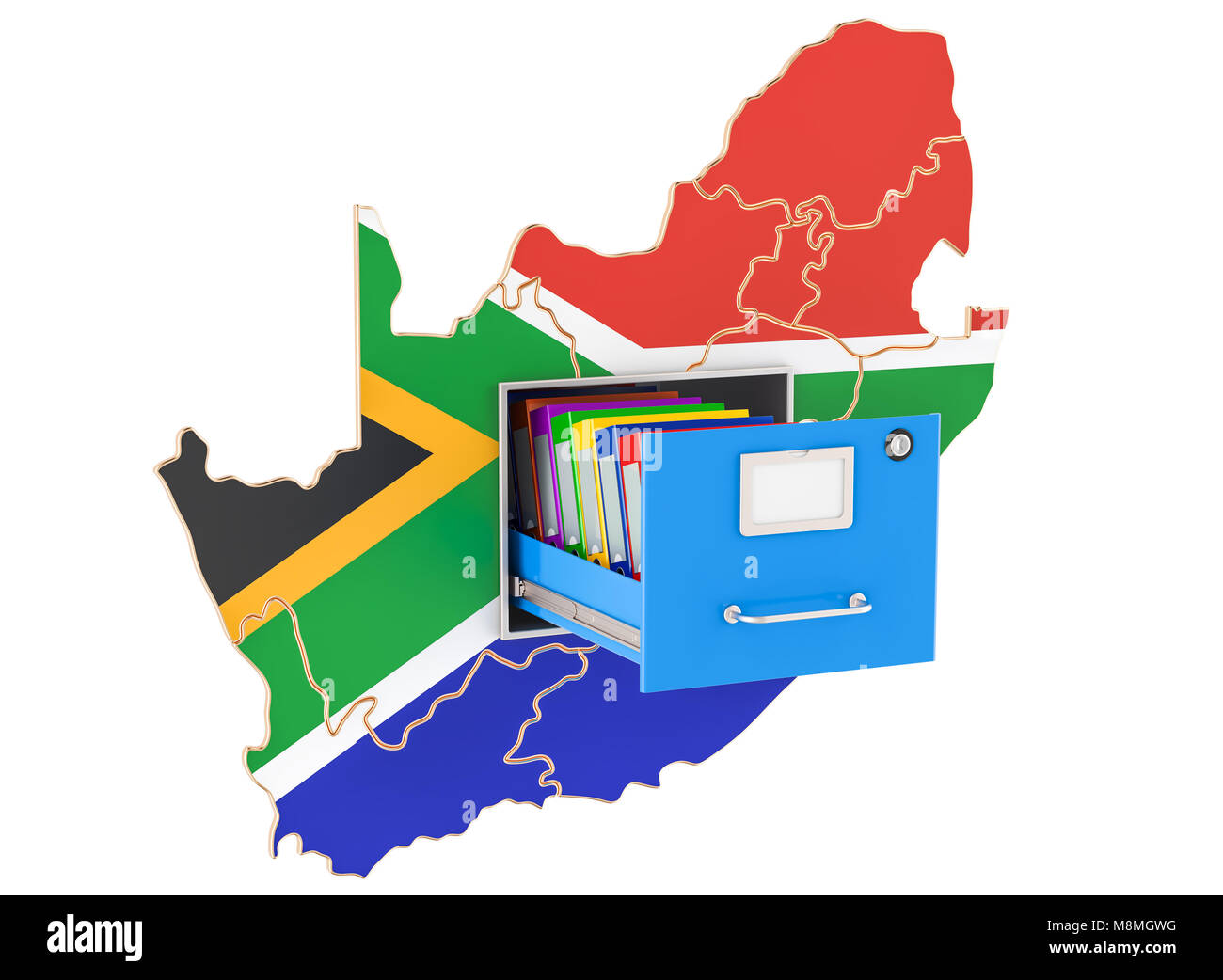 South Africa national database concept, 3D rendering isolated on white ...