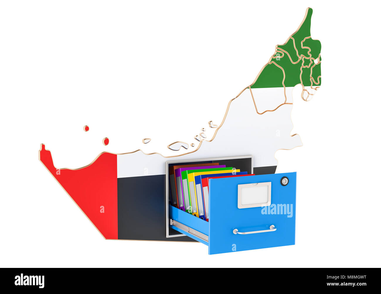 UAE national database concept, 3D rendering isolated on white ...