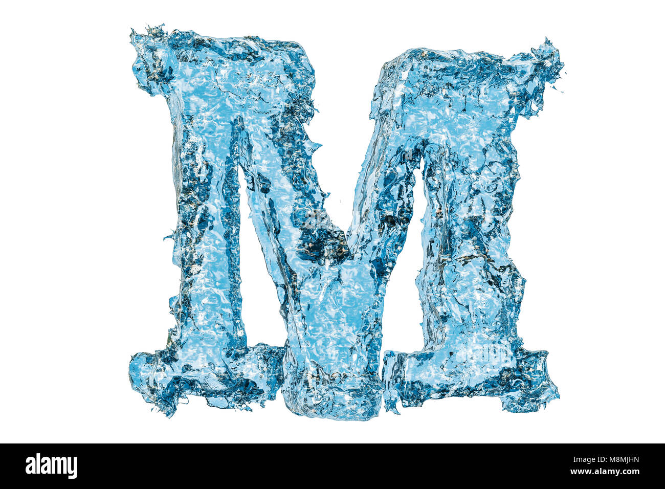 Water letter M, 3D rendering isolated on white background Stock Photo ...