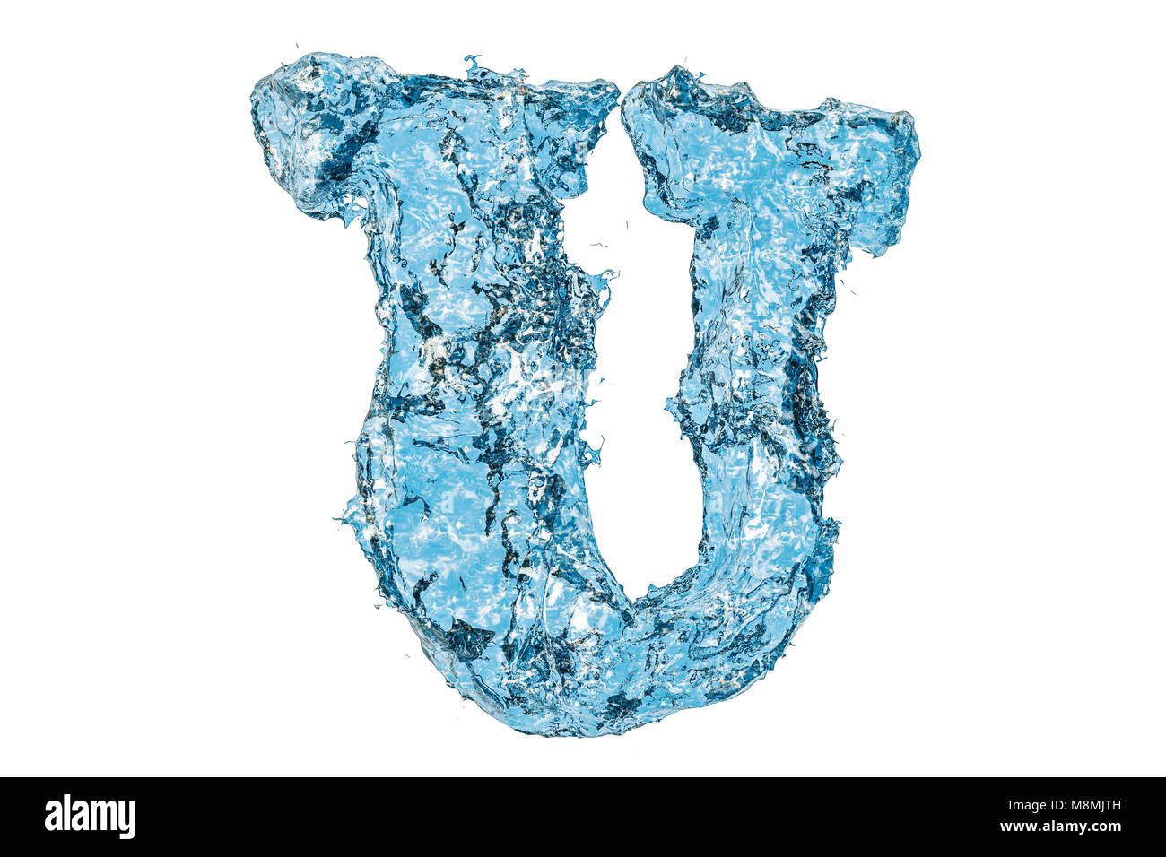 Water letter U, 3D rendering isolated on white background Stock Photo ...