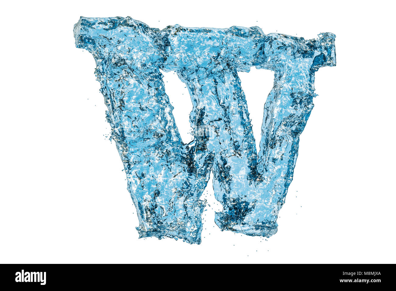Water letter W, 3D rendering isolated on white background Stock Photo ...