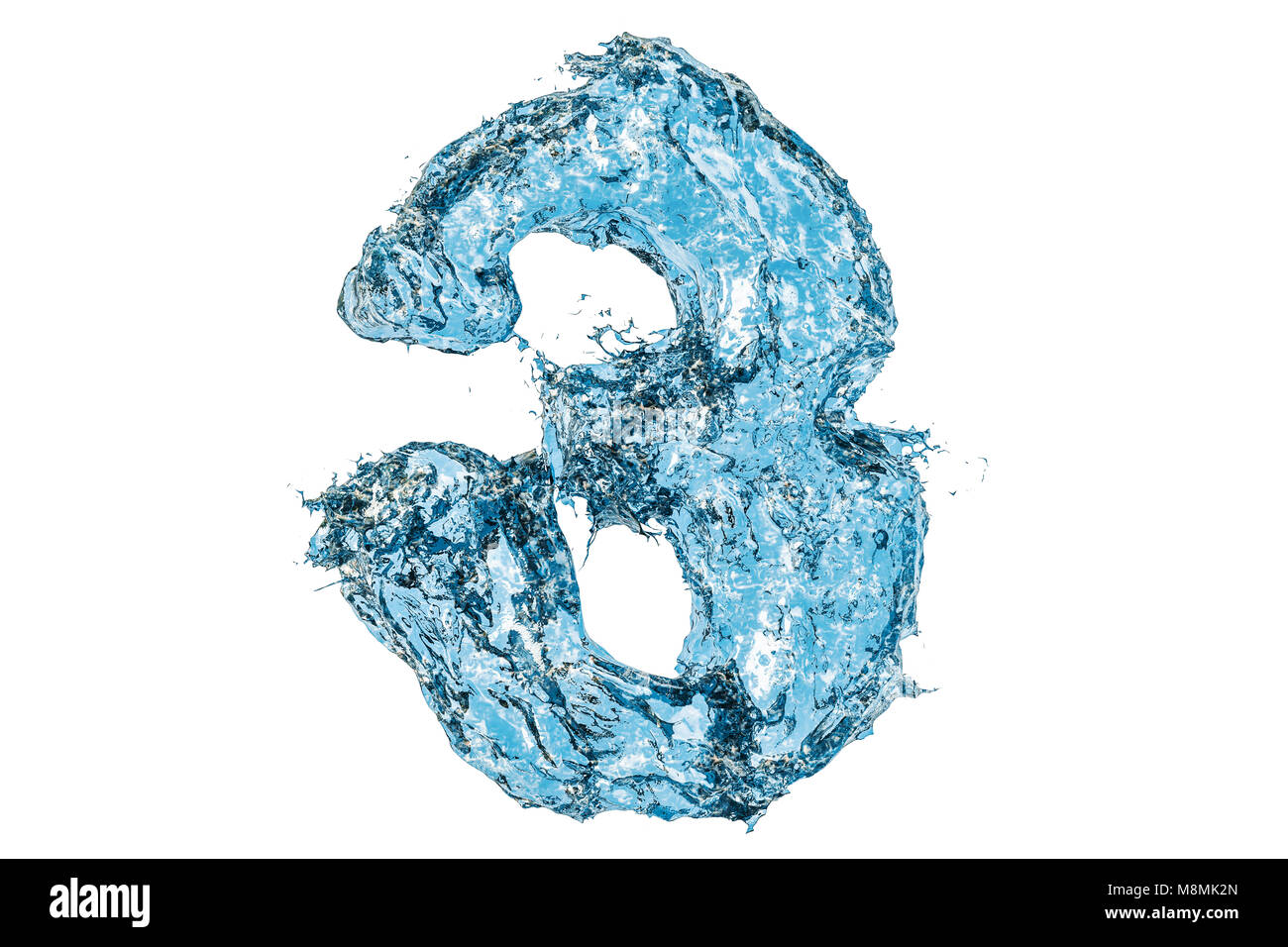 Water number 3, 3D rendering isolated on white background Stock Photo ...