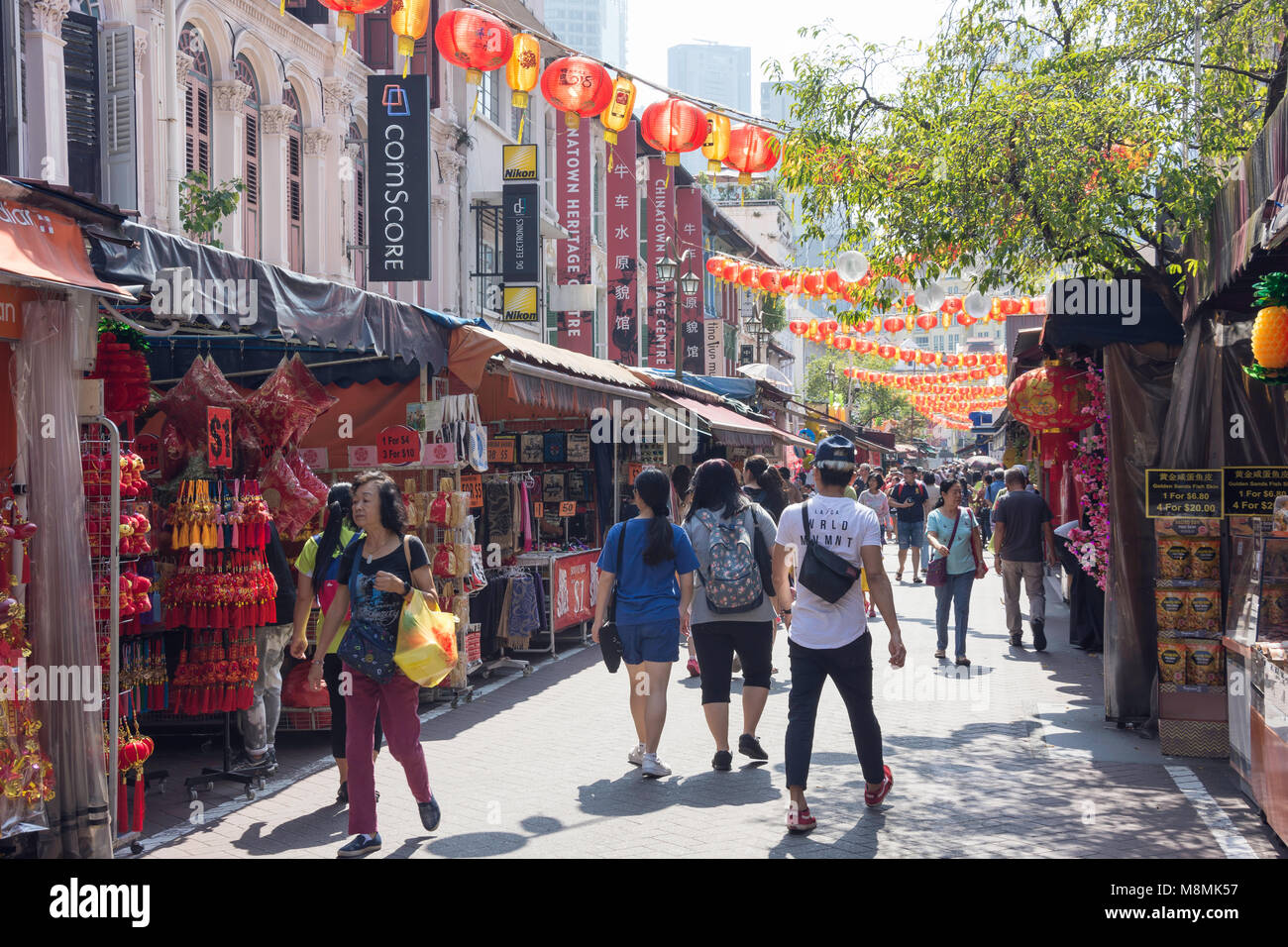 Shops and restaurants on Pagoda Street, Chinatown, Outram District ...