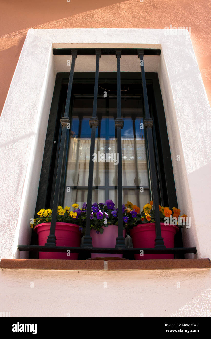 Black window flower boxes hi-res stock photography and images - Alamy
