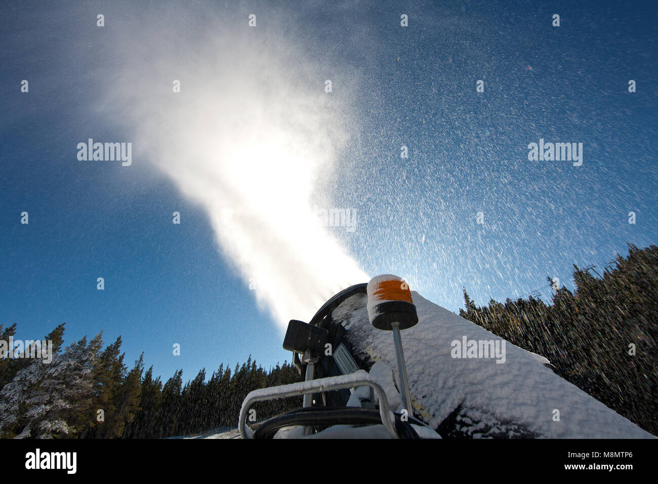 Snow making turbines or snow guns are used to create the best base ...