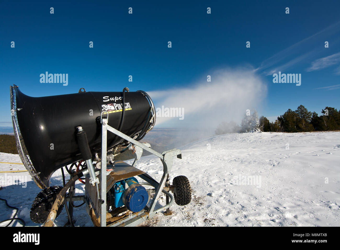 Snow making turbines or snow guns are used to create the best base ...