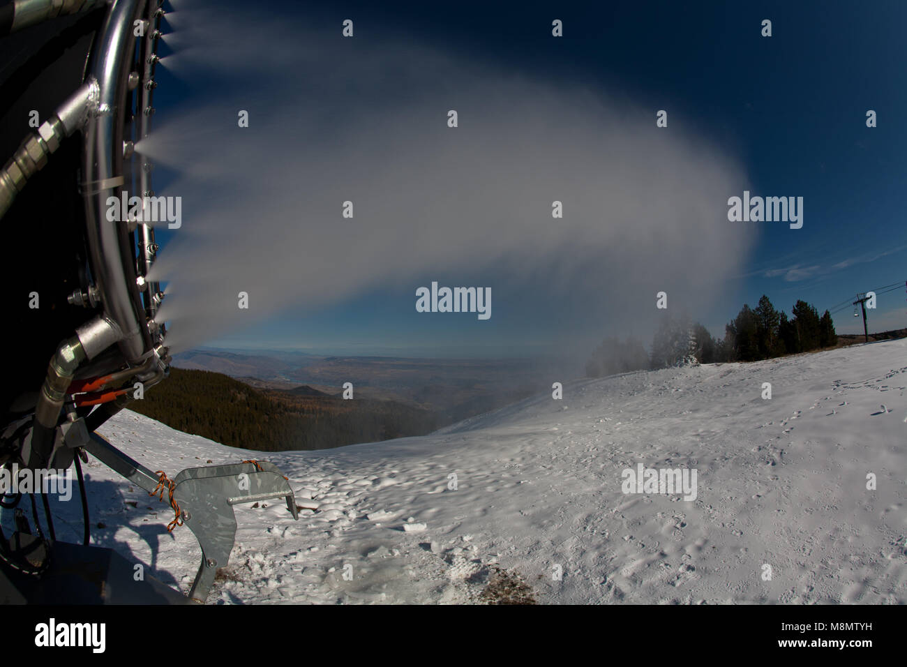 Snow making turbines or snow guns are used to create the best base ...