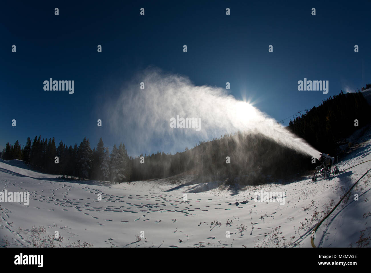Snow making turbines or snow guns are used to create the best base ...