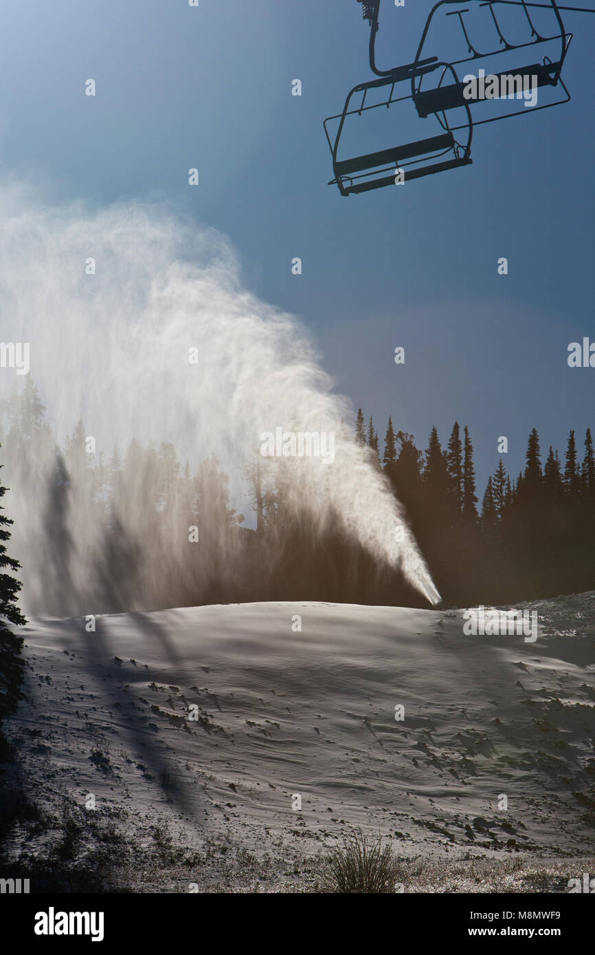 Snow making turbines or snow guns are used to create the best base ...