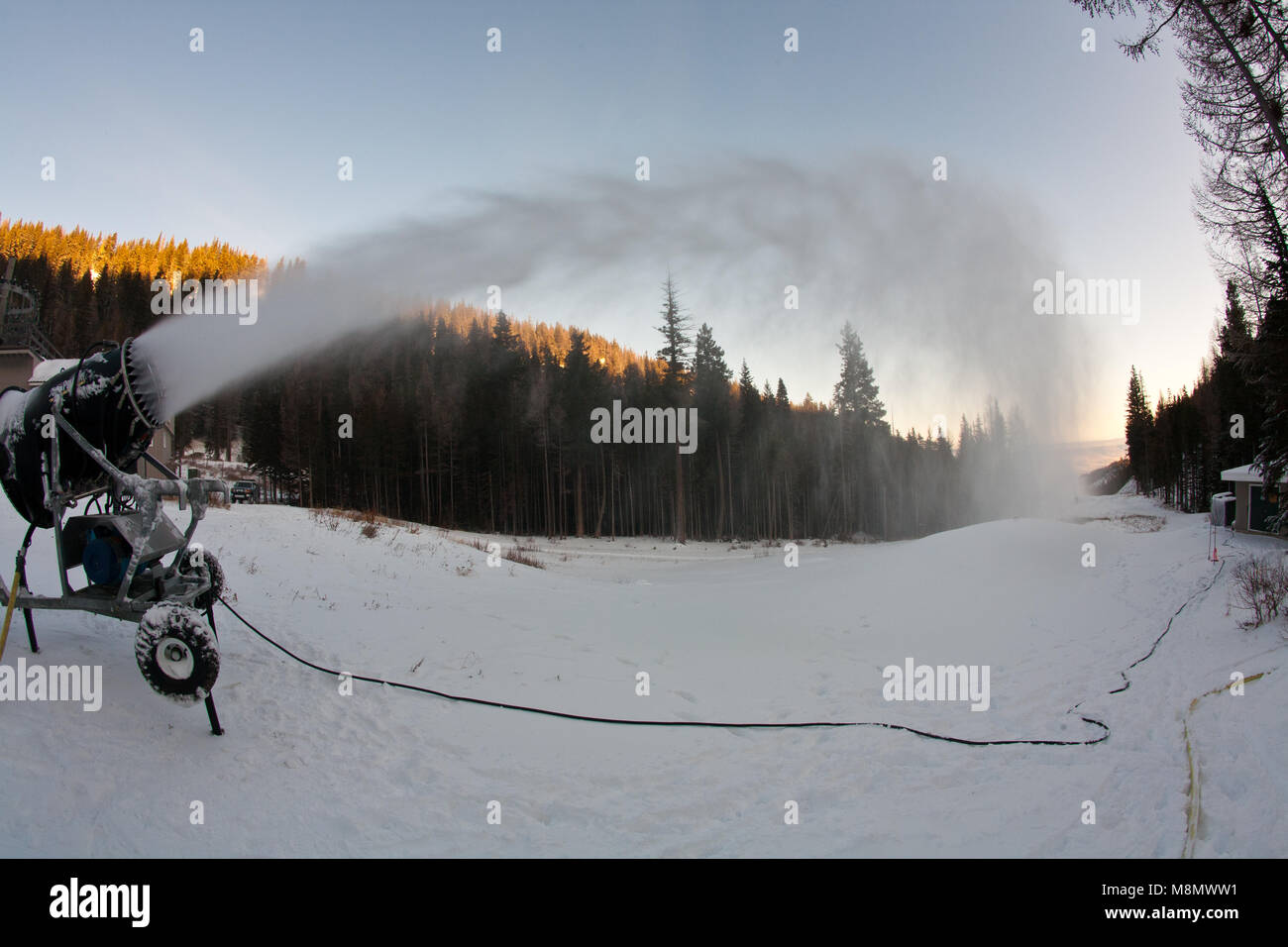 Snow making turbines or snow guns are used to create the best base ...