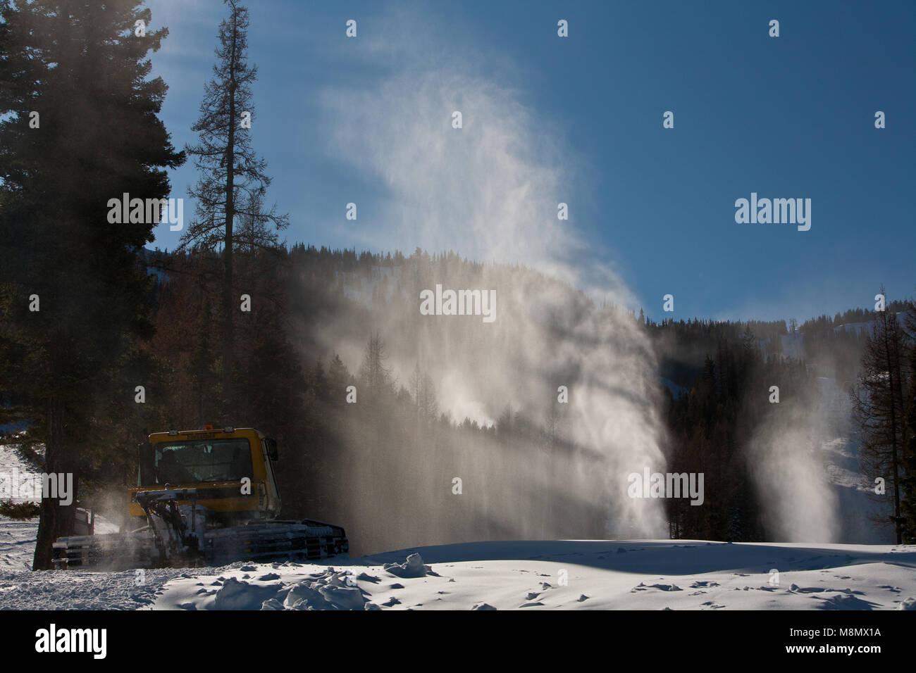 Snow making turbines or snow guns are used to create the best base ...