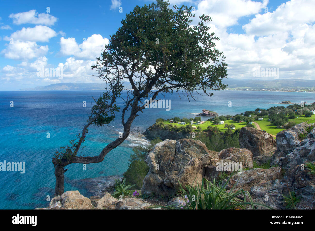 Landscape from the Akamas peninsula towards Polis in spring, Polis ...