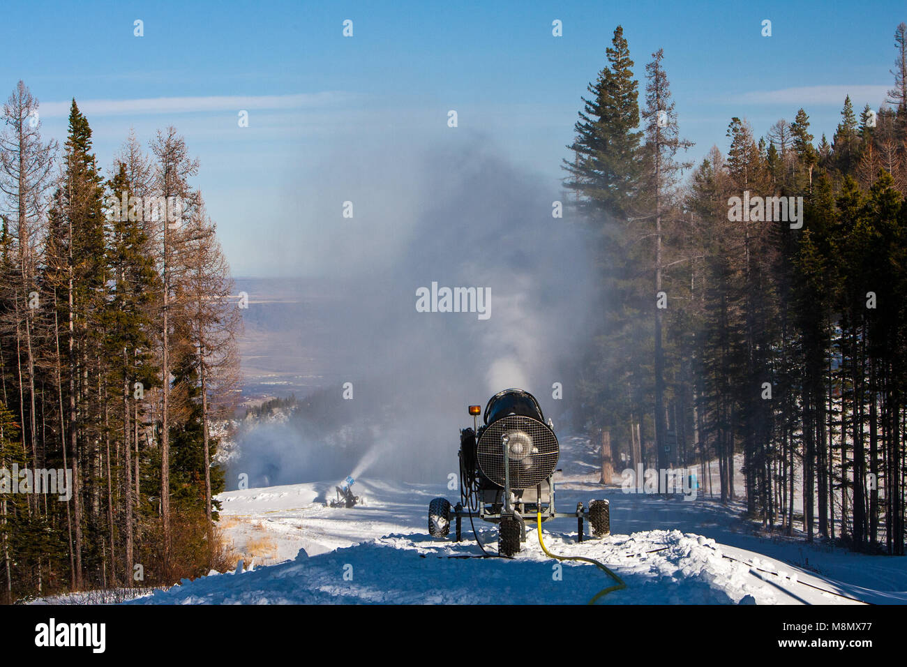 Snow making turbines or snow guns are used to create the best base ...