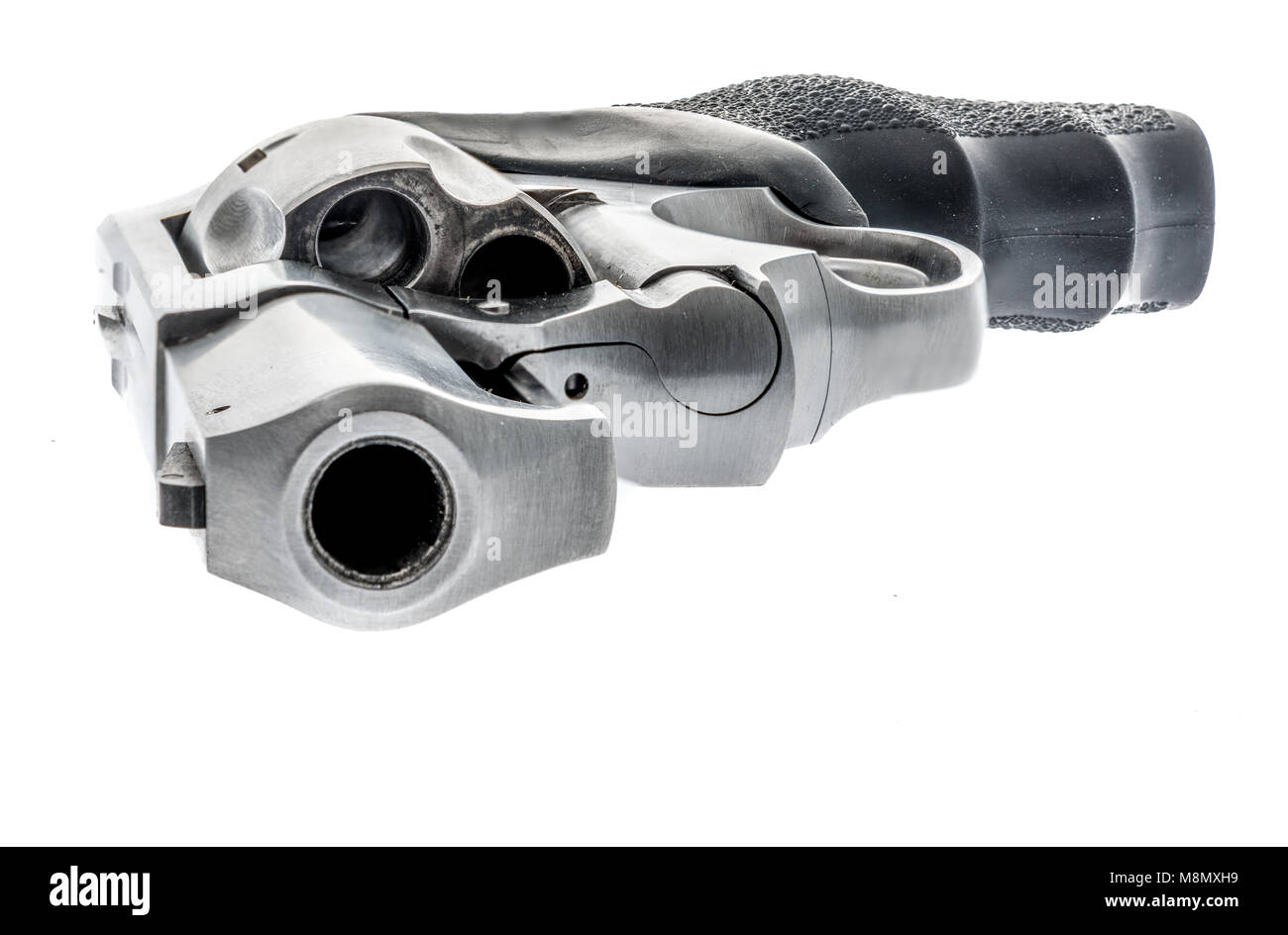 A silver revolver on an isolated background Stock Photo - Alamy