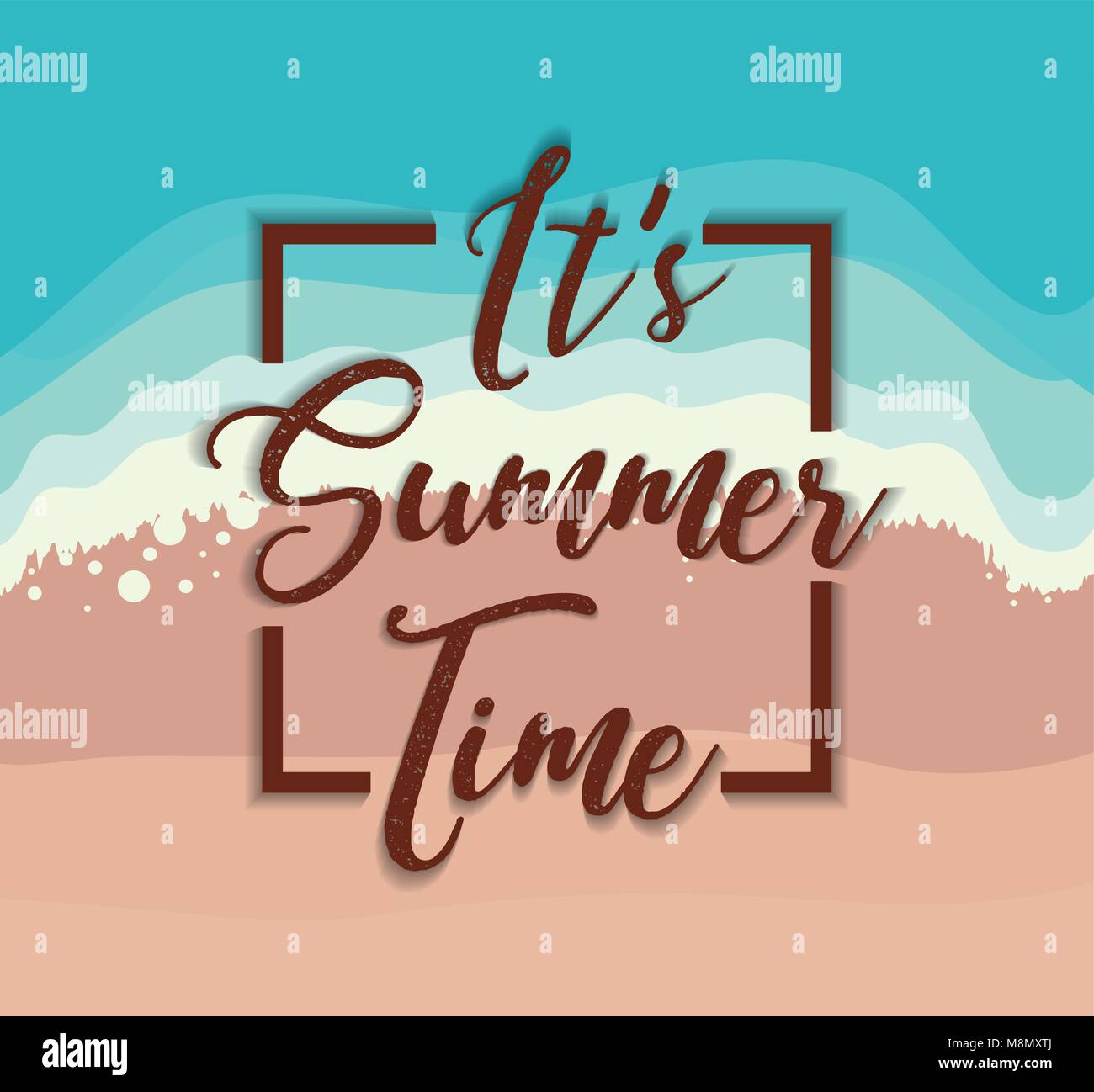 Summer time design over beach background, colorful design vector ...