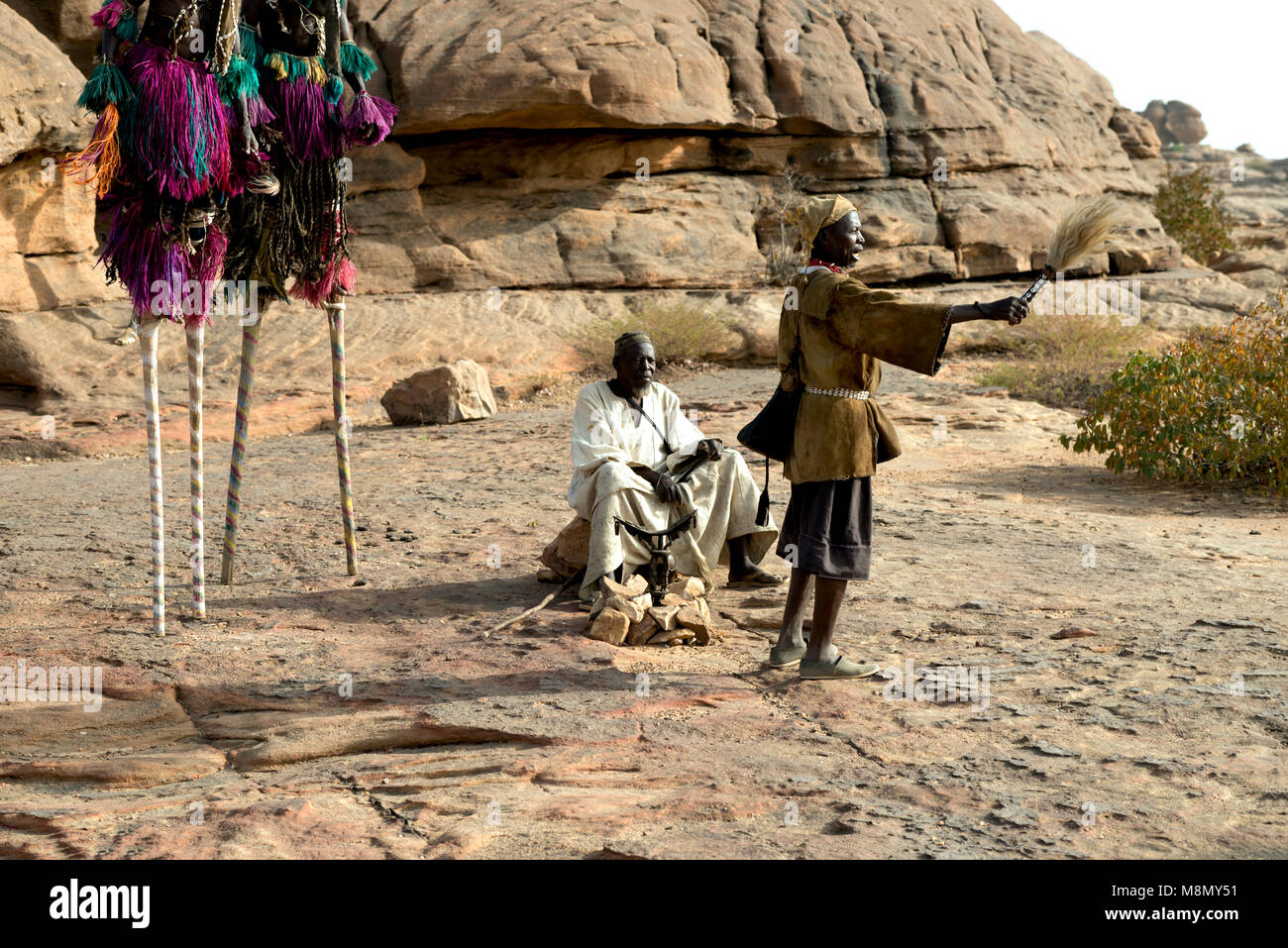 The final act of a traditional, ritual Dogon masked dance ceremony ...