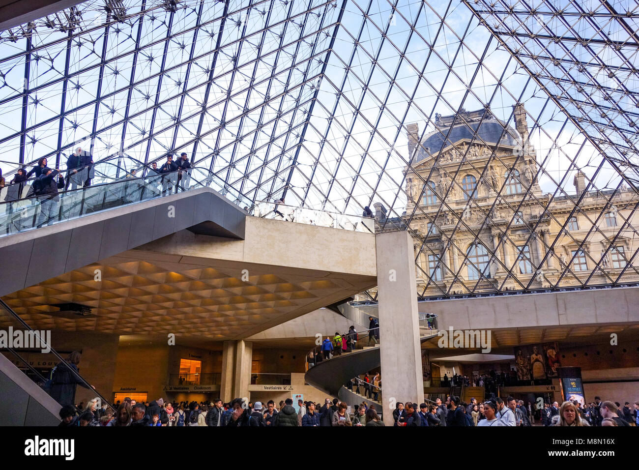 Hall interior louvre pyramid hi-res stock photography and images - Alamy