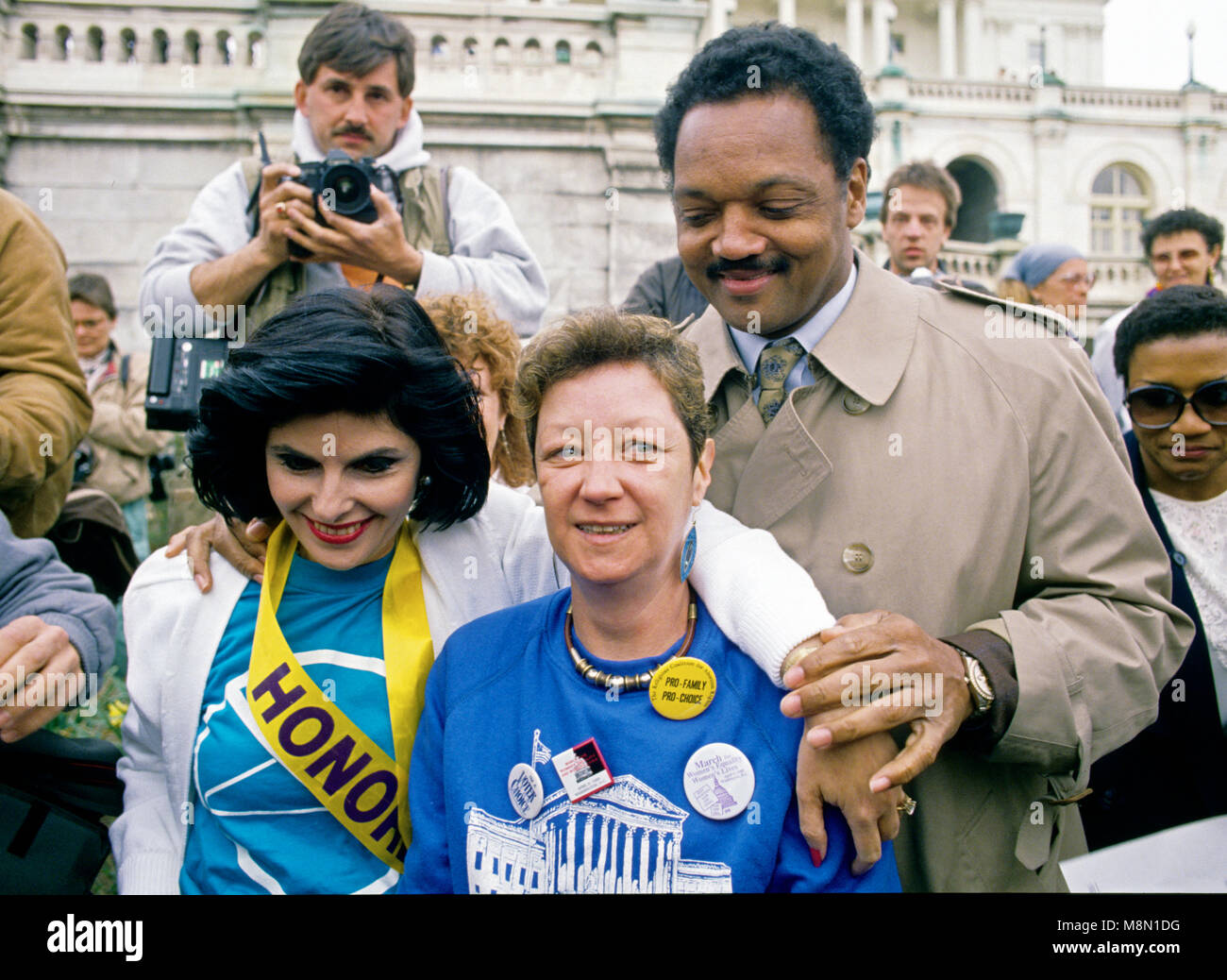 Reverend Jesse Jackson, right with attorney Gloria Allred, left and ...