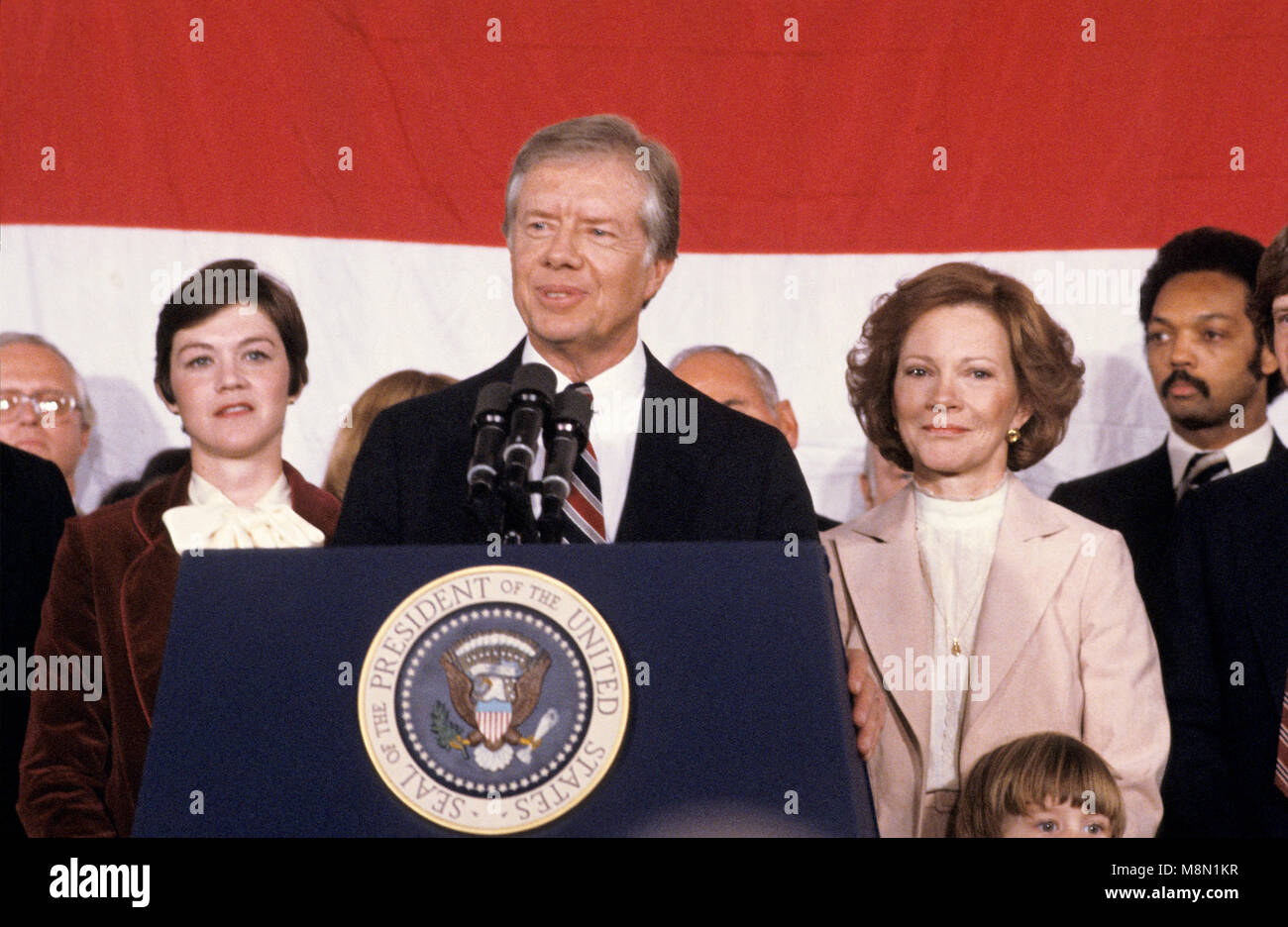 United States President Jimmy Carter makes remarks conceding the ...