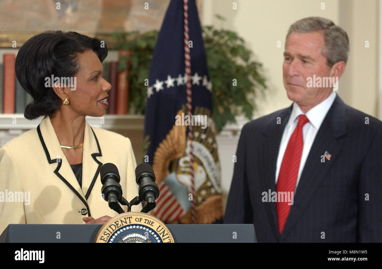 Dr. Condoleezza Rice makes remarks after United States President George ...