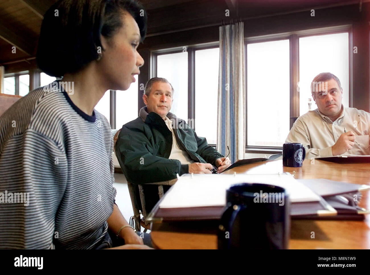 United States President George W. Bush receives briefing from National ...