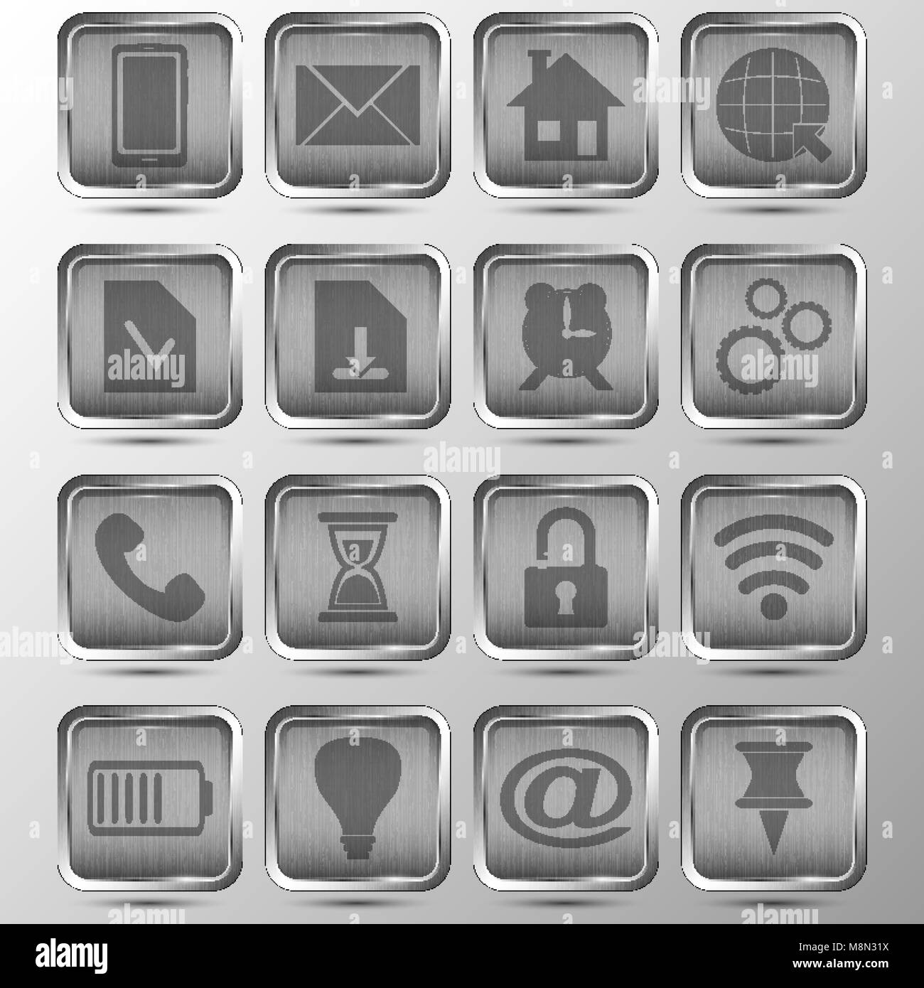 The vector set of metallic buttons with different symbol Stock Vector ...