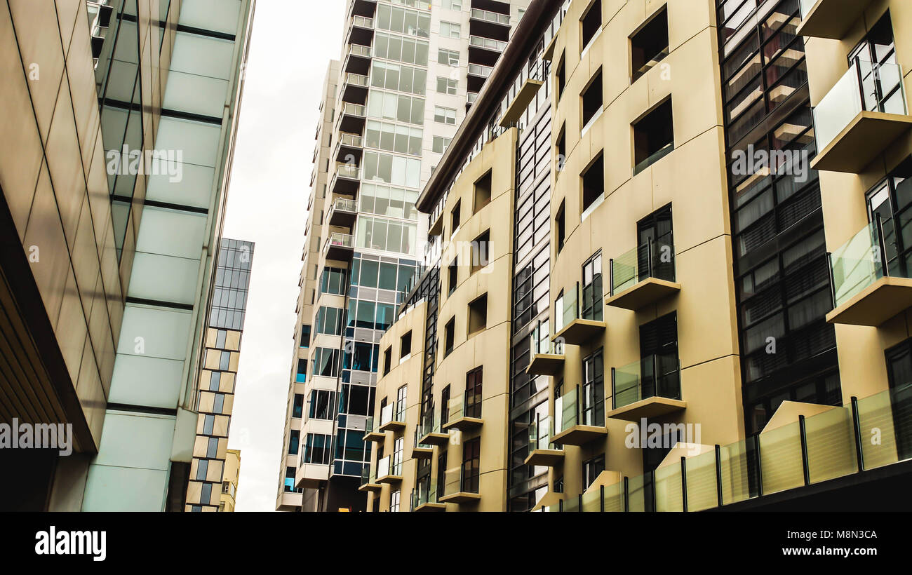 city view of apartment and commercial buildings Stock Photo - Alamy