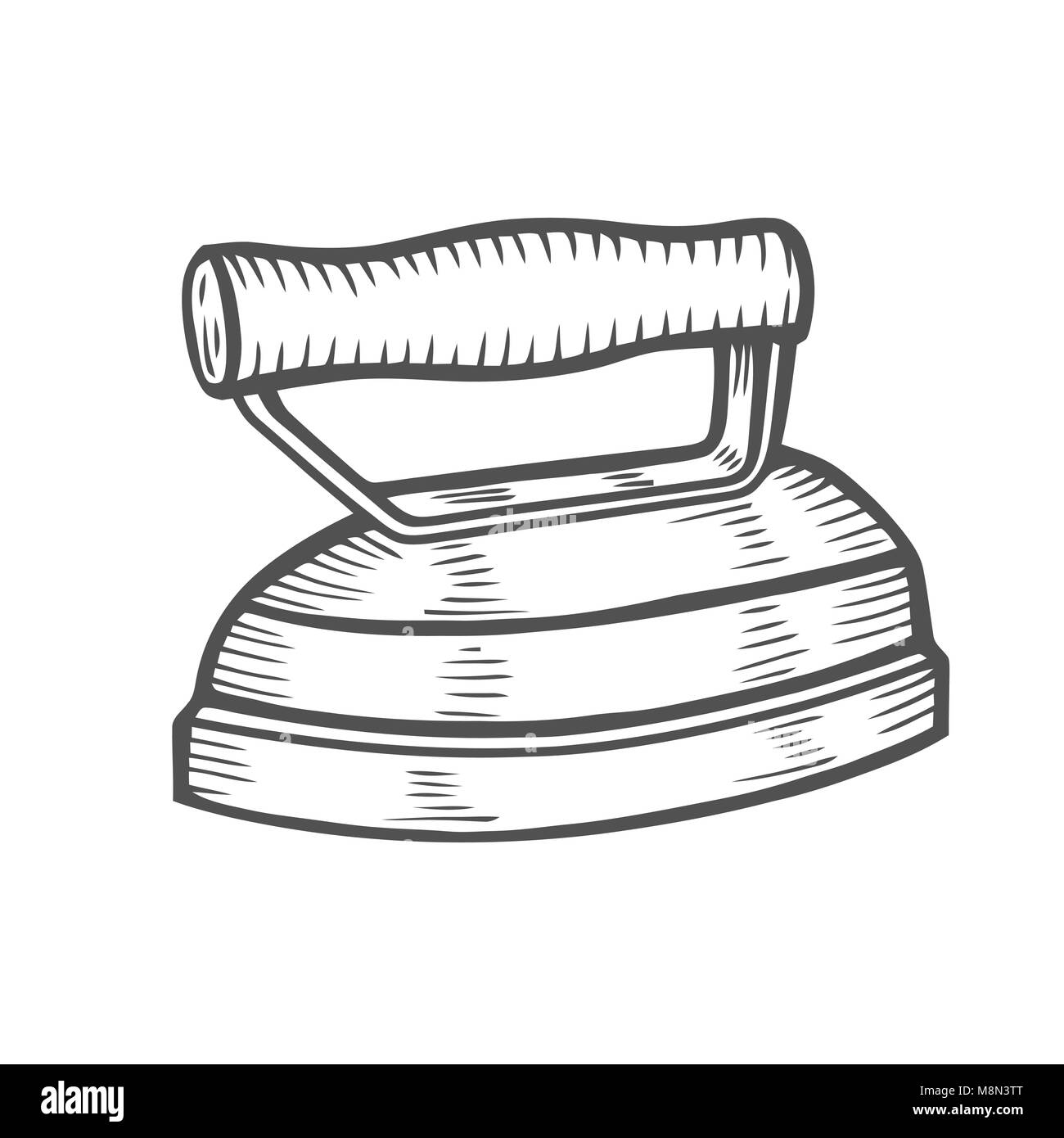 Vector hand drawn illustration of box iron. Isolated on white ...