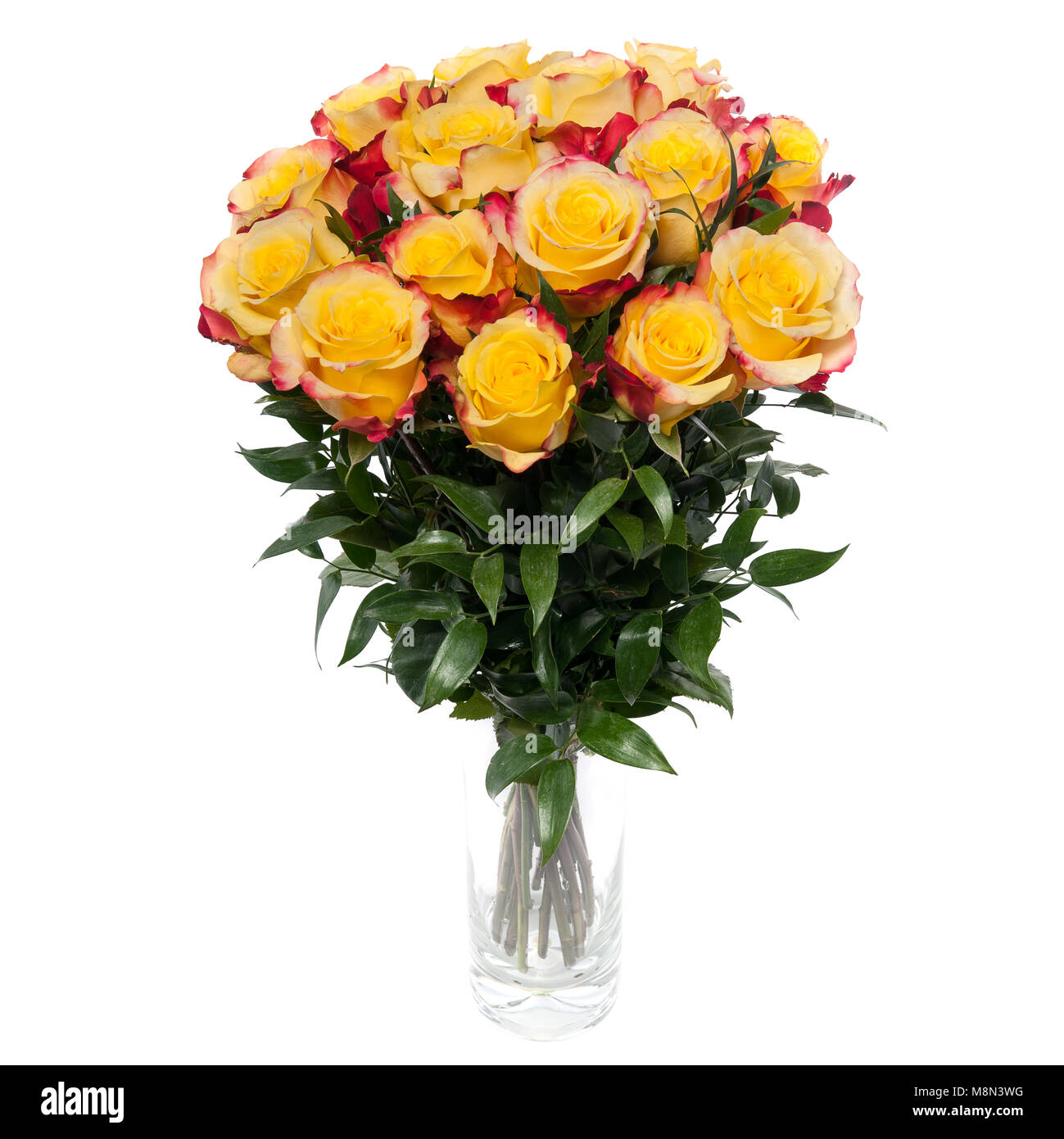 Beautiful Bouquet of yellow roses at white background isolated Stock ...