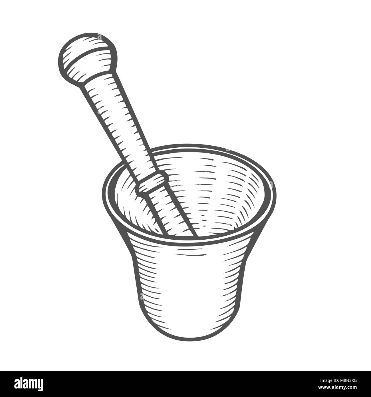 Mortar and Pestle. Hand drawn Engraving vintage vector black ...