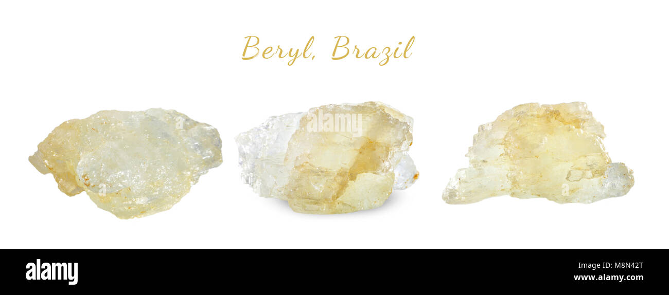 Macro shooting of natural gemstone. The raw mineral beryl, Brazil ...