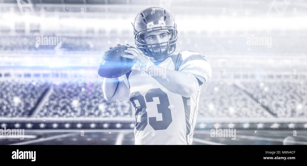 one quarterback american football player throwing ball isolated on big ...