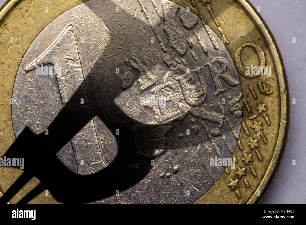 A closeup photo of one euro coin Stock Photo - Alamy