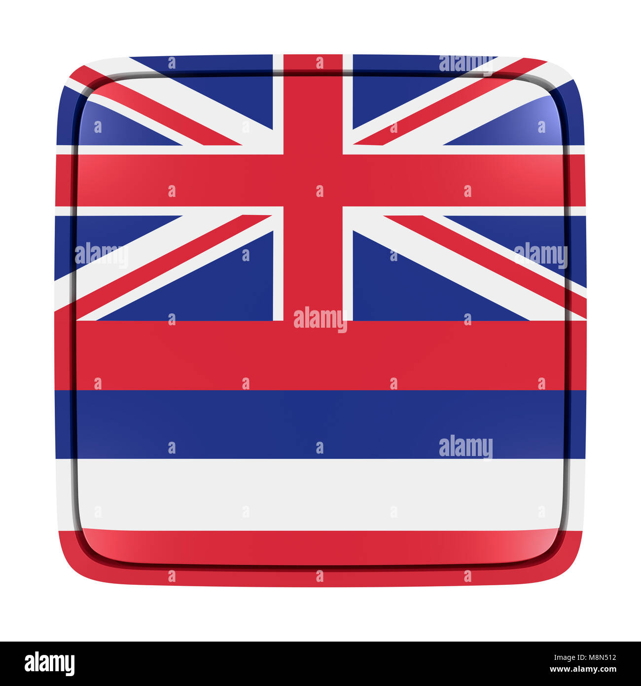 3d rendering of a Hawaii State flag icon. Isolated on white background ...