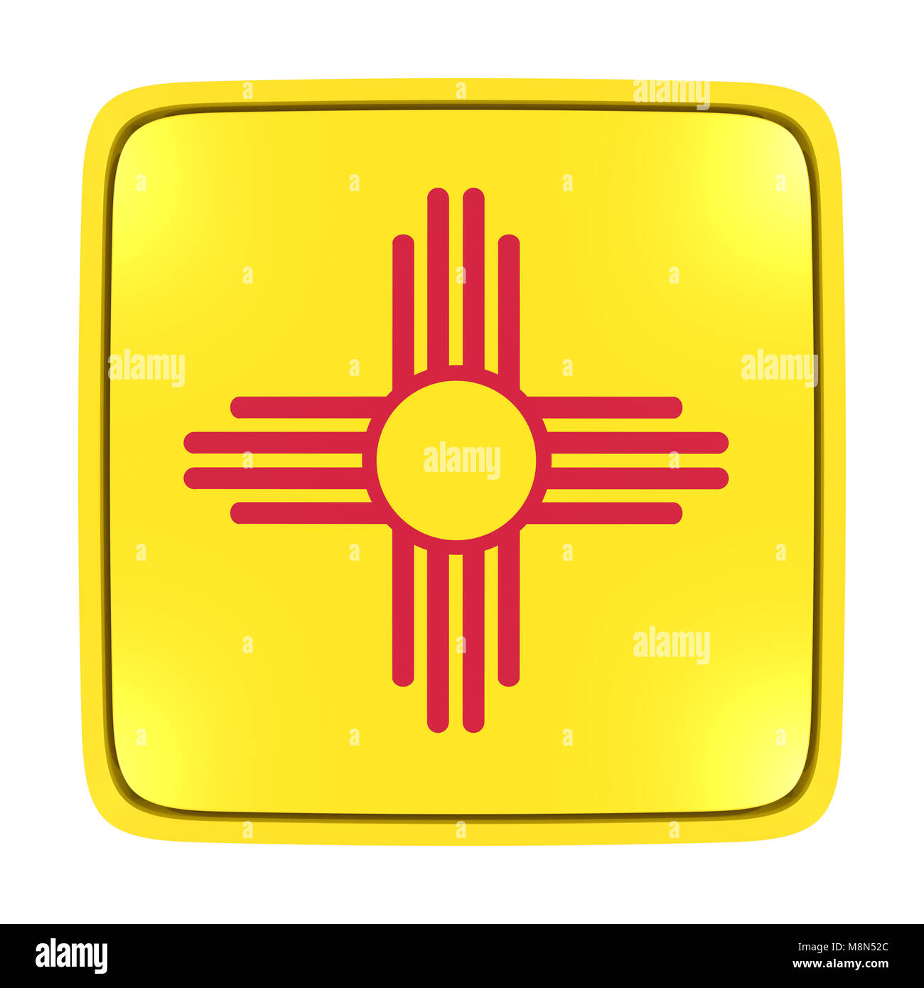 3d rendering of a New Mexico State flag icon. Isolated on white ...
