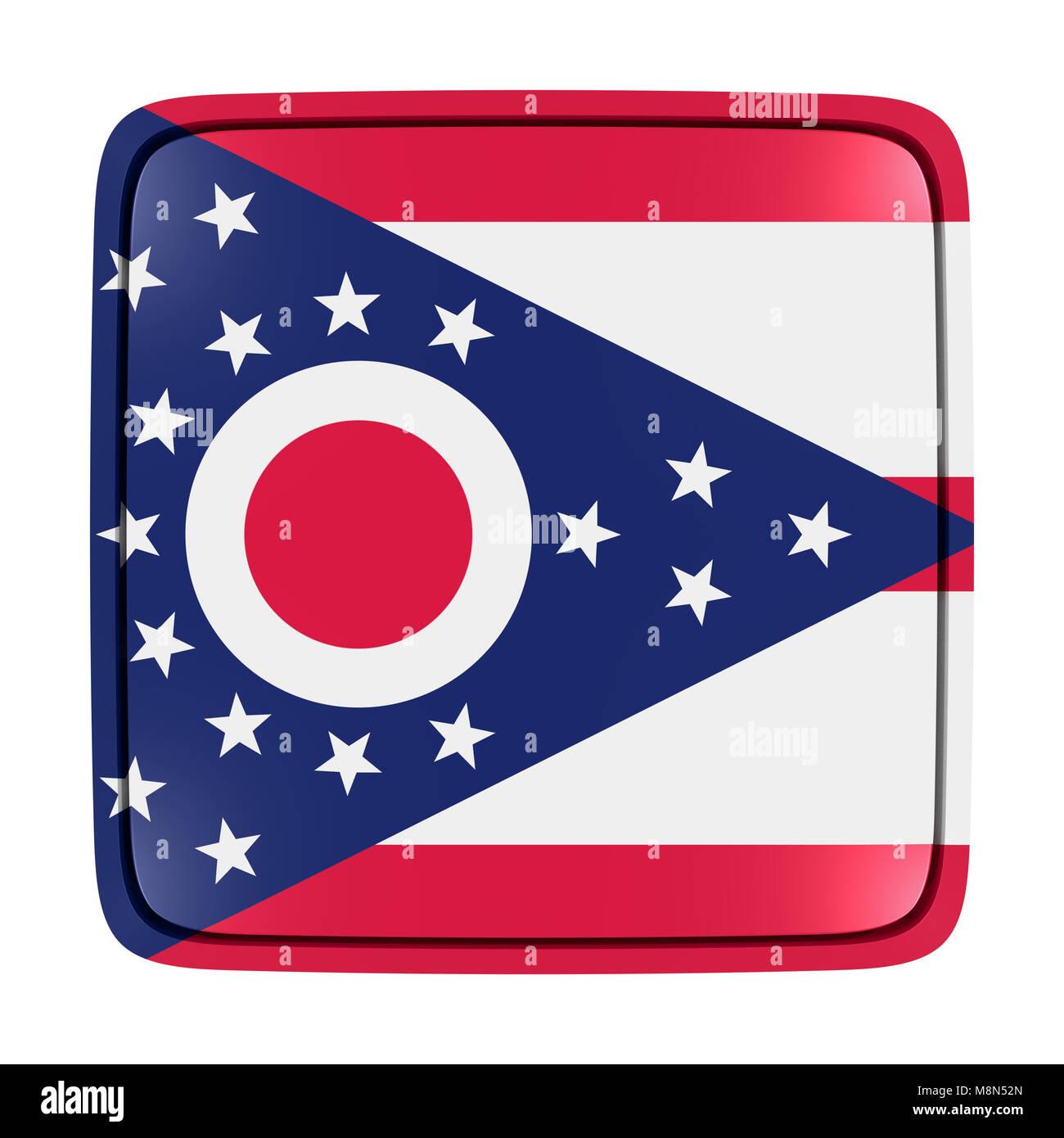 3d rendering of an Ohio State flag icon. Isolated on white background ...