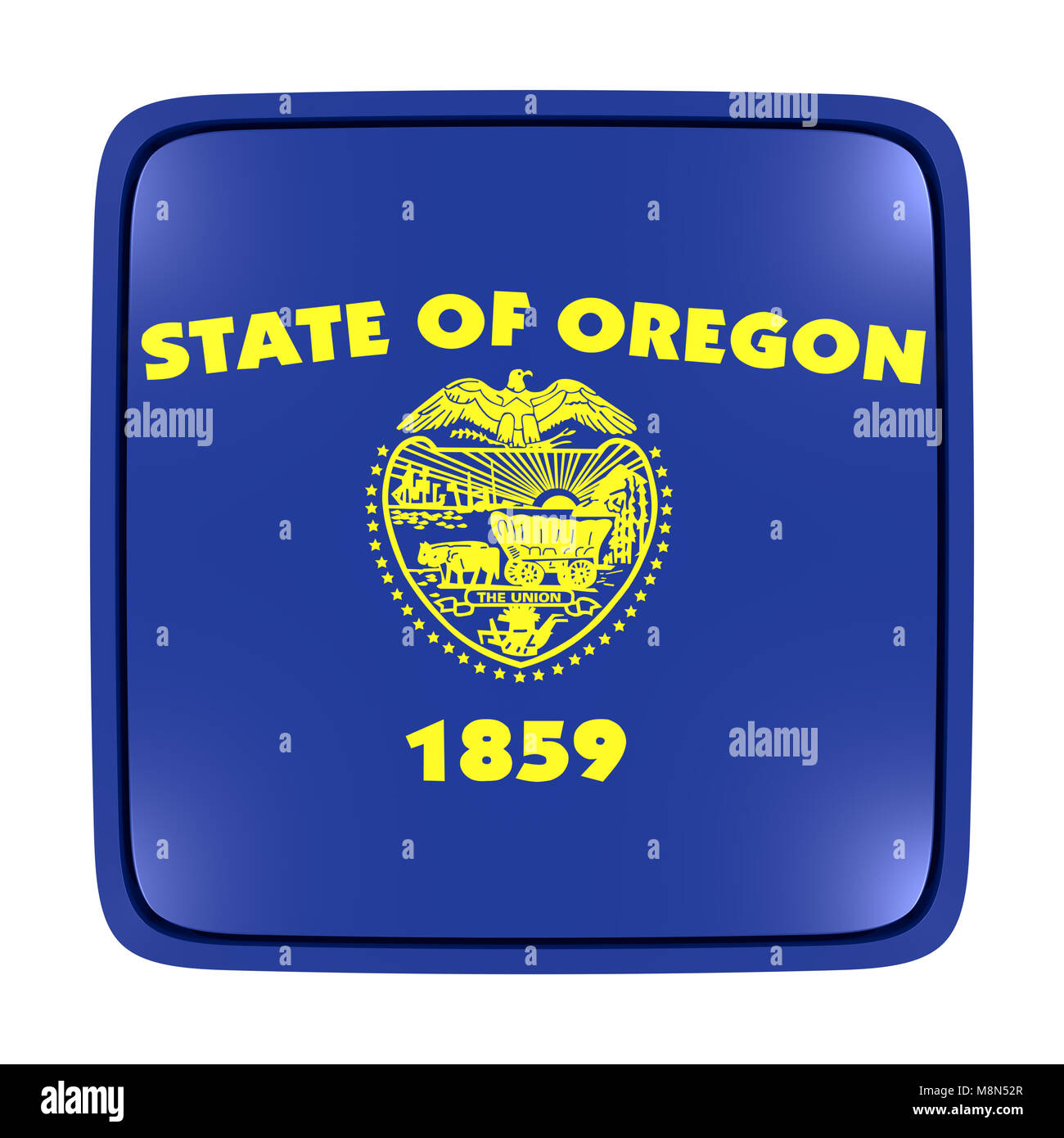 3d rendering of an Oregon State flag icon. Isolated on white background ...