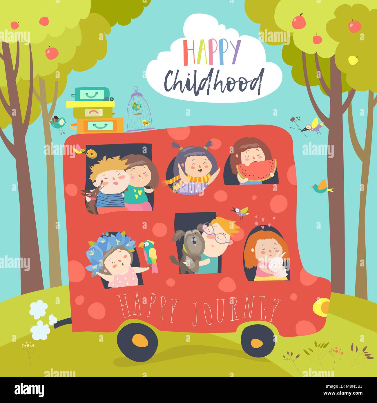 Happy summer vacation traveling Stock Vector Images - Alamy
