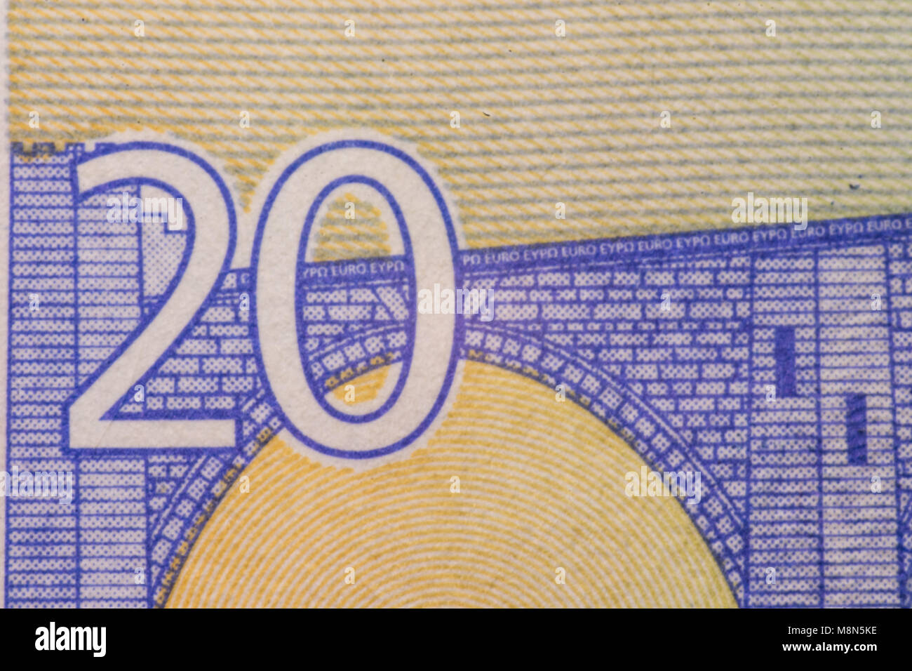 A closeup photo of a part of twenty euro bill Stock Photo - Alamy