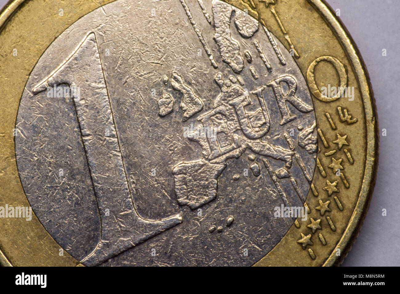 A closeup photo of one euro coin Stock Photo - Alamy