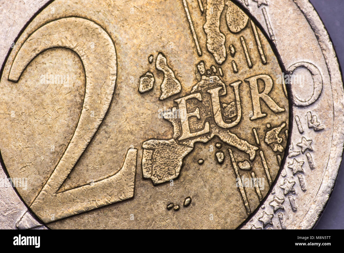 A closeup photo of two euro coin Stock Photo - Alamy
