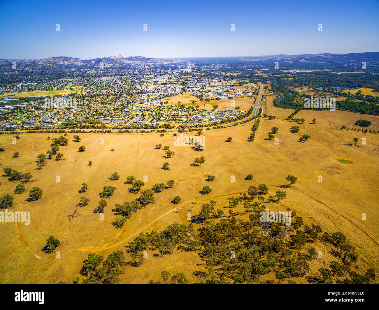 Aerial view of Wodonga - town in Victoria, Australia Stock Photo - Alamy