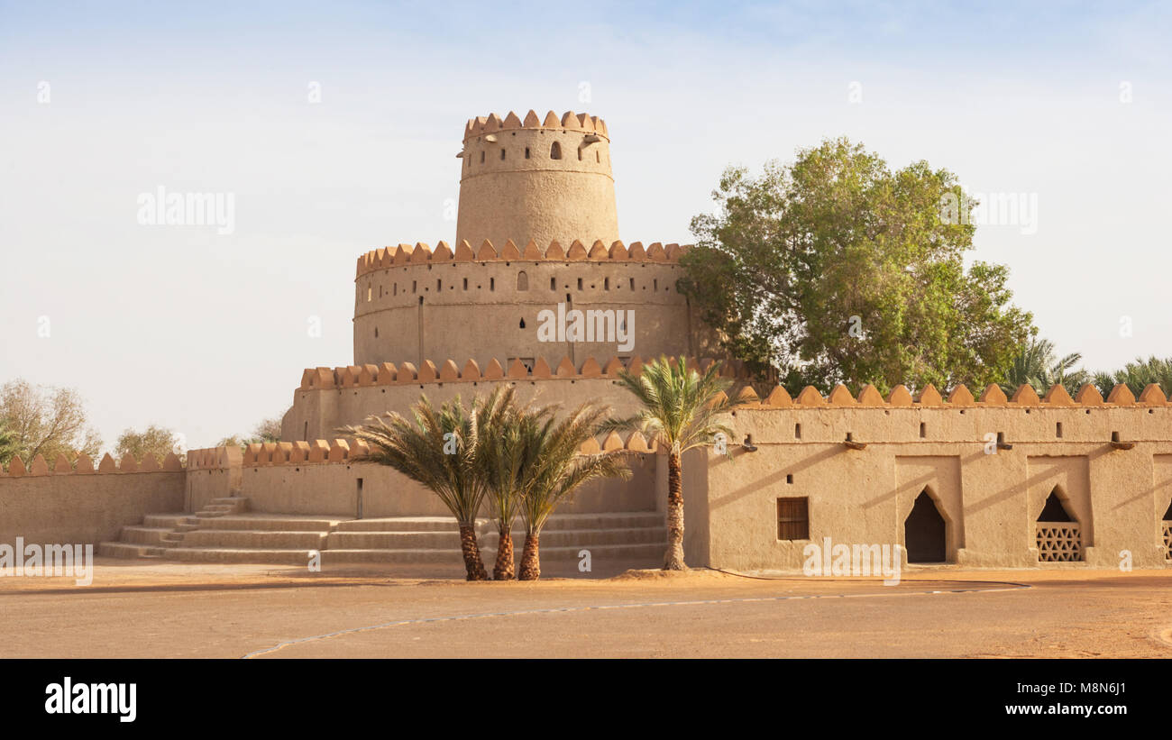 The courtyard at the iconic Al Jahli Fort in Al Ain, the largest inland ...