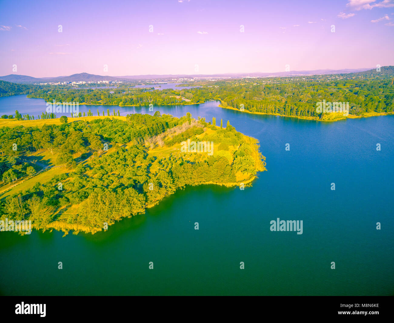Aerial view of lake Burley Griffin, Canberra, Australia Stock Photo - Alamy