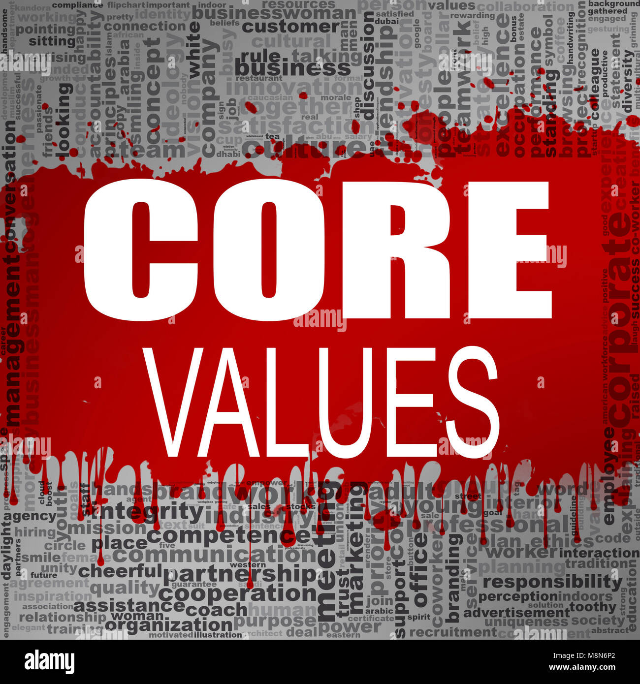 Core values word cloud. Creative illustration of idea word lettering ...