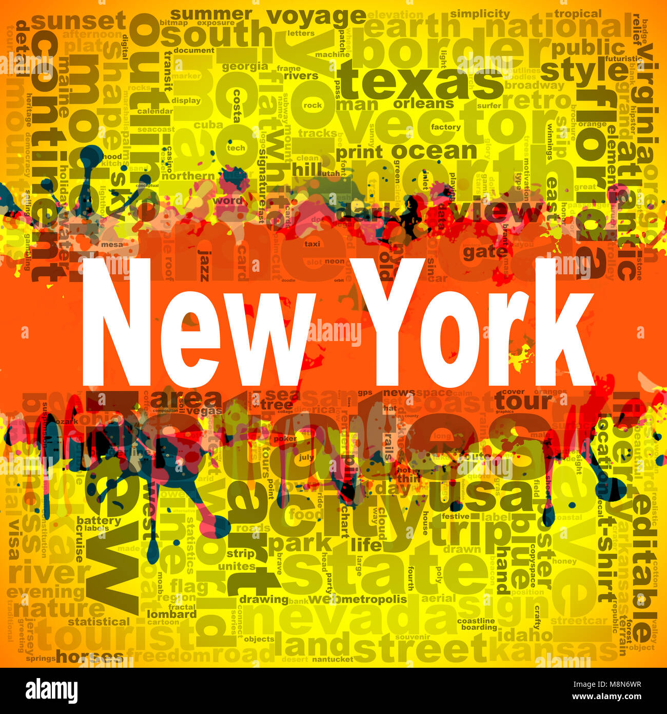 New York word cloud design. Creative illustration of idea word ...
