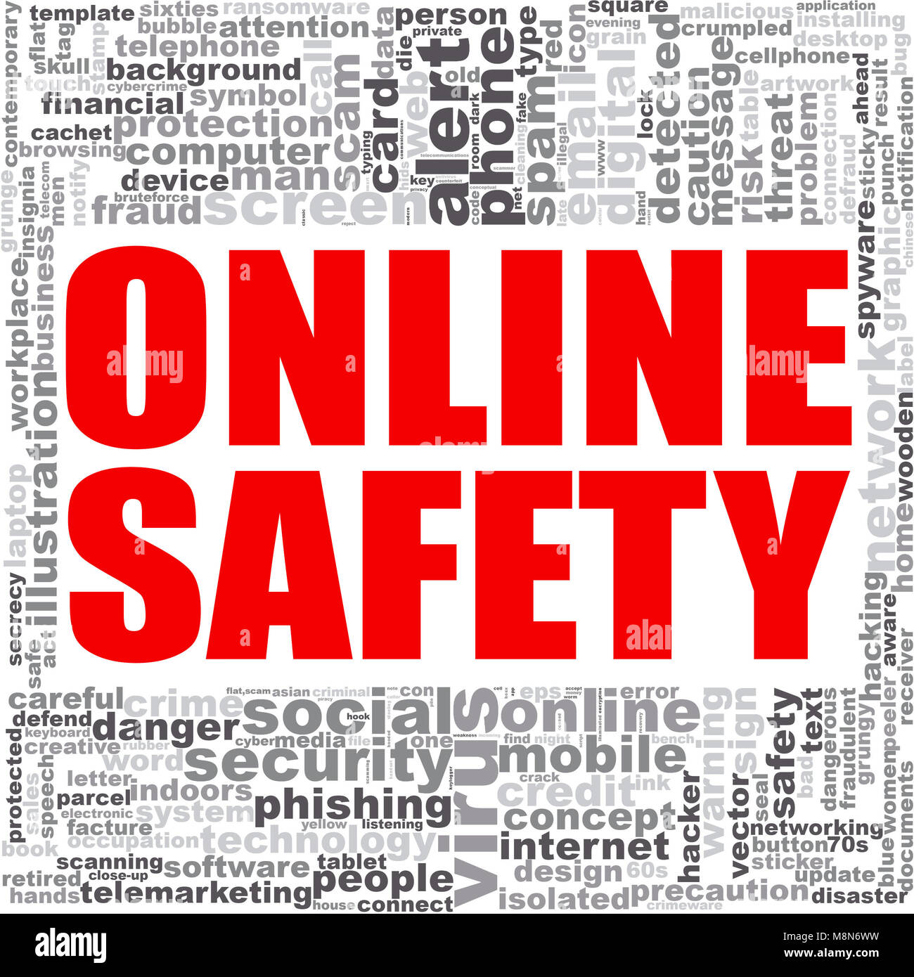 Online safety word cloud. Creative illustration of idea word lettering ...