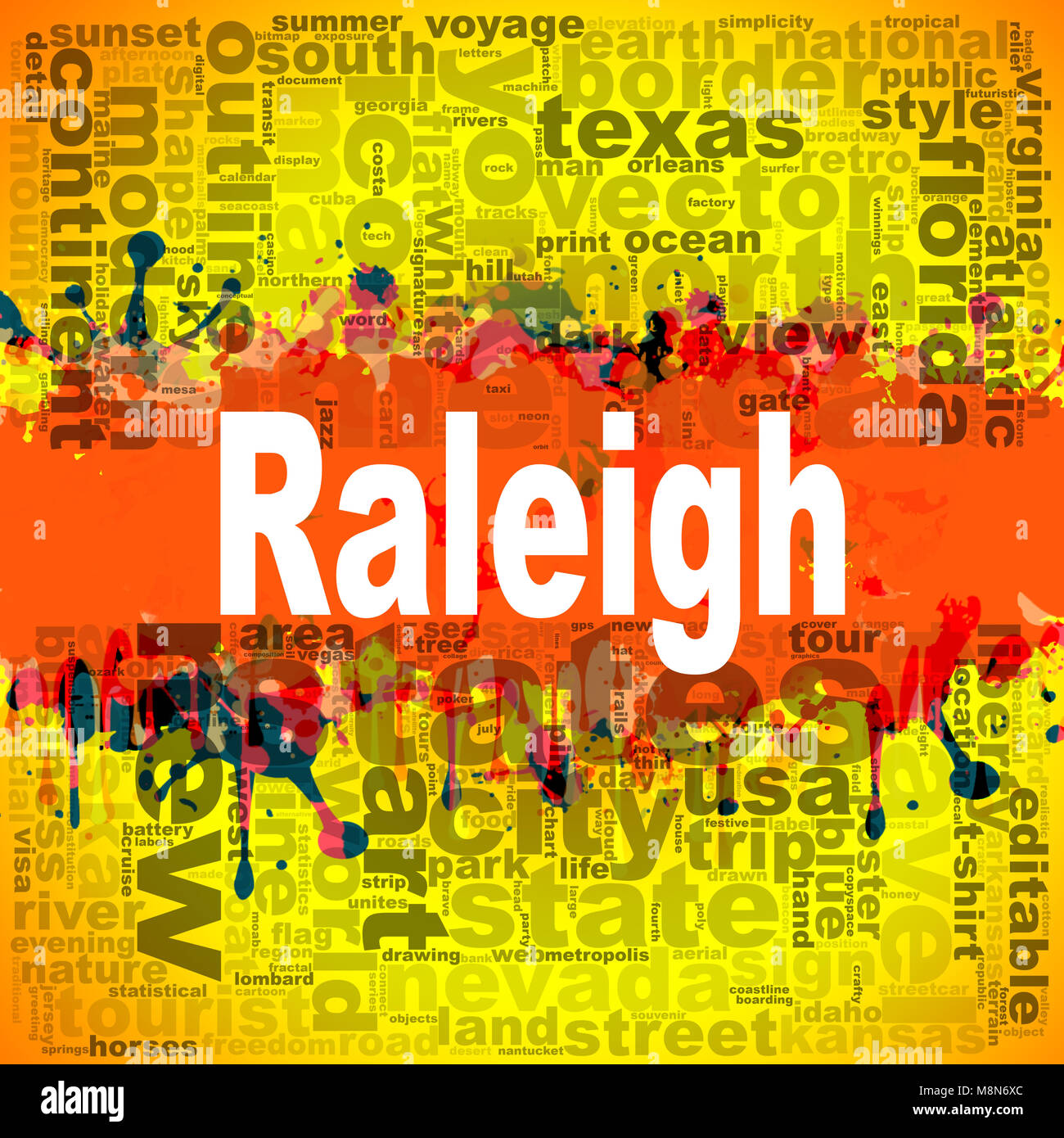 Raleigh word cloud design. Creative illustration of idea word lettering ...