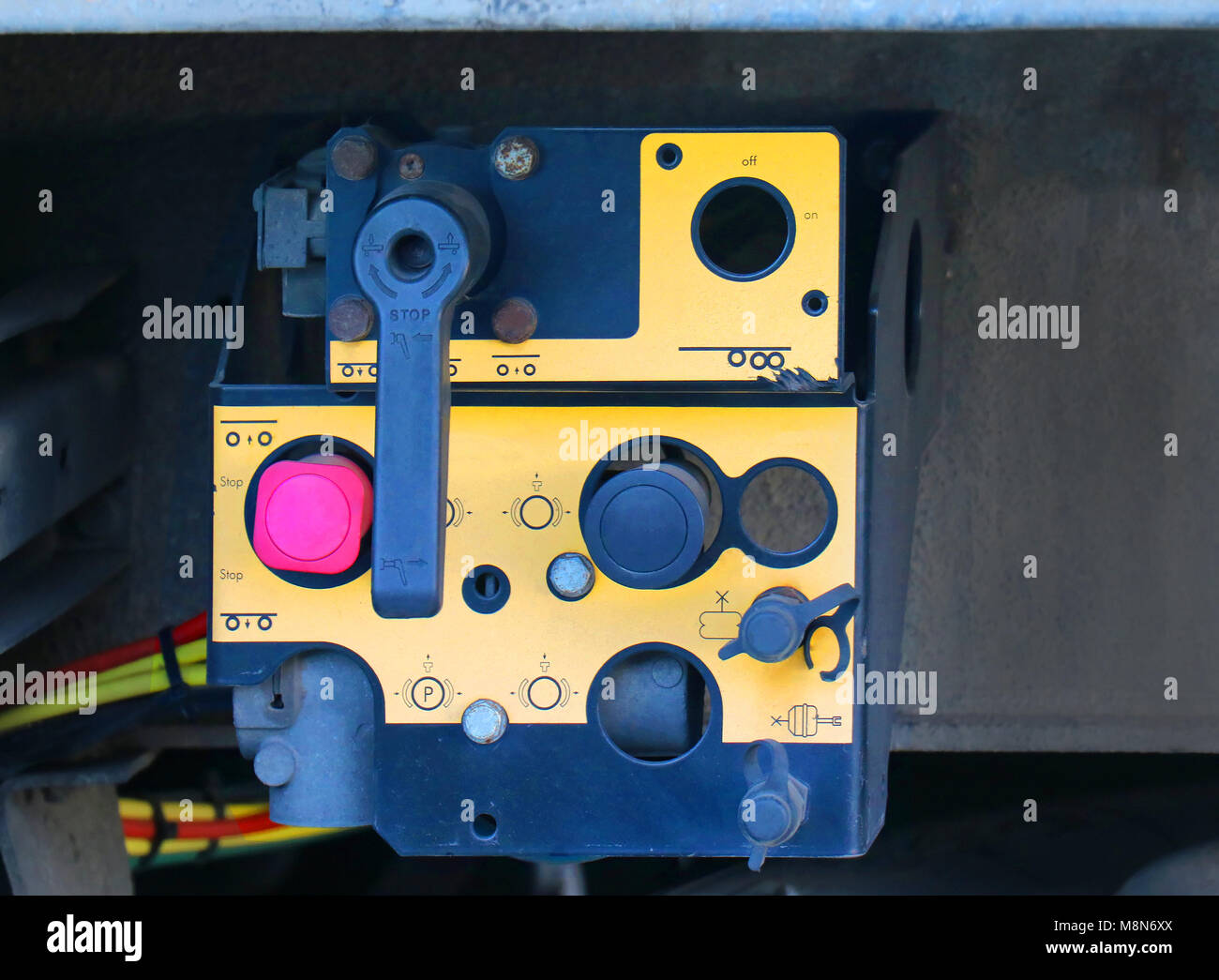 Cargo lorry trailer hydraulic control handle and push buttons Stock ...