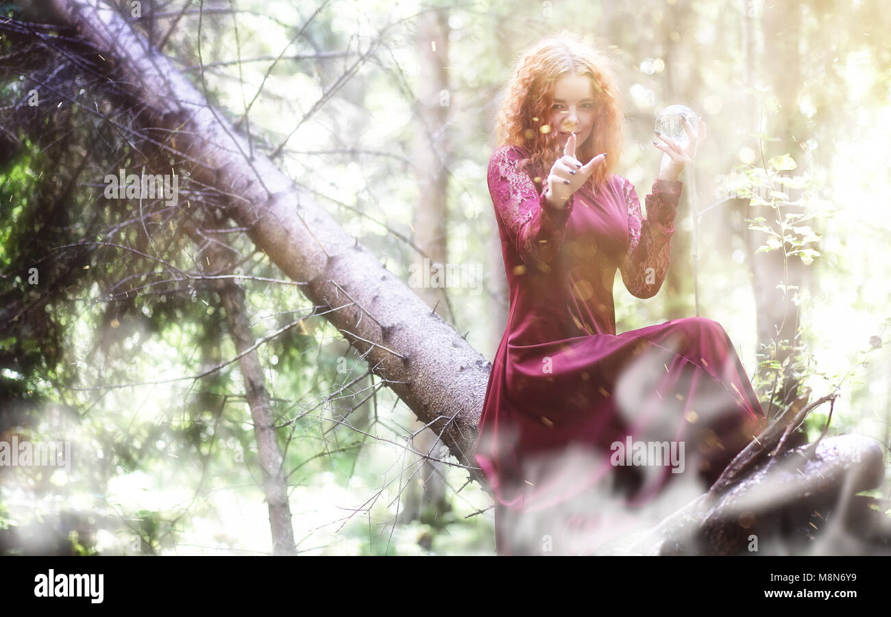 Witch ritual in a forest Stock Photo - Alamy